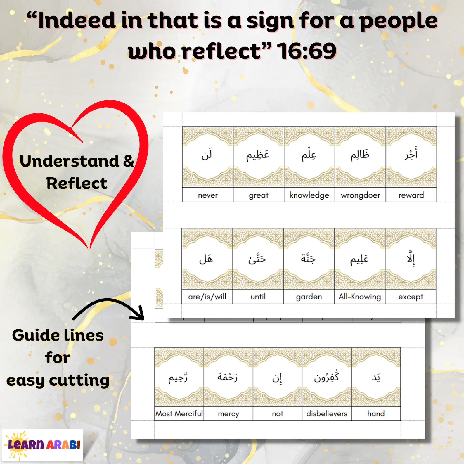Flashcards of the First 100 Quran Words by Frequency| 100 Quran Words ...