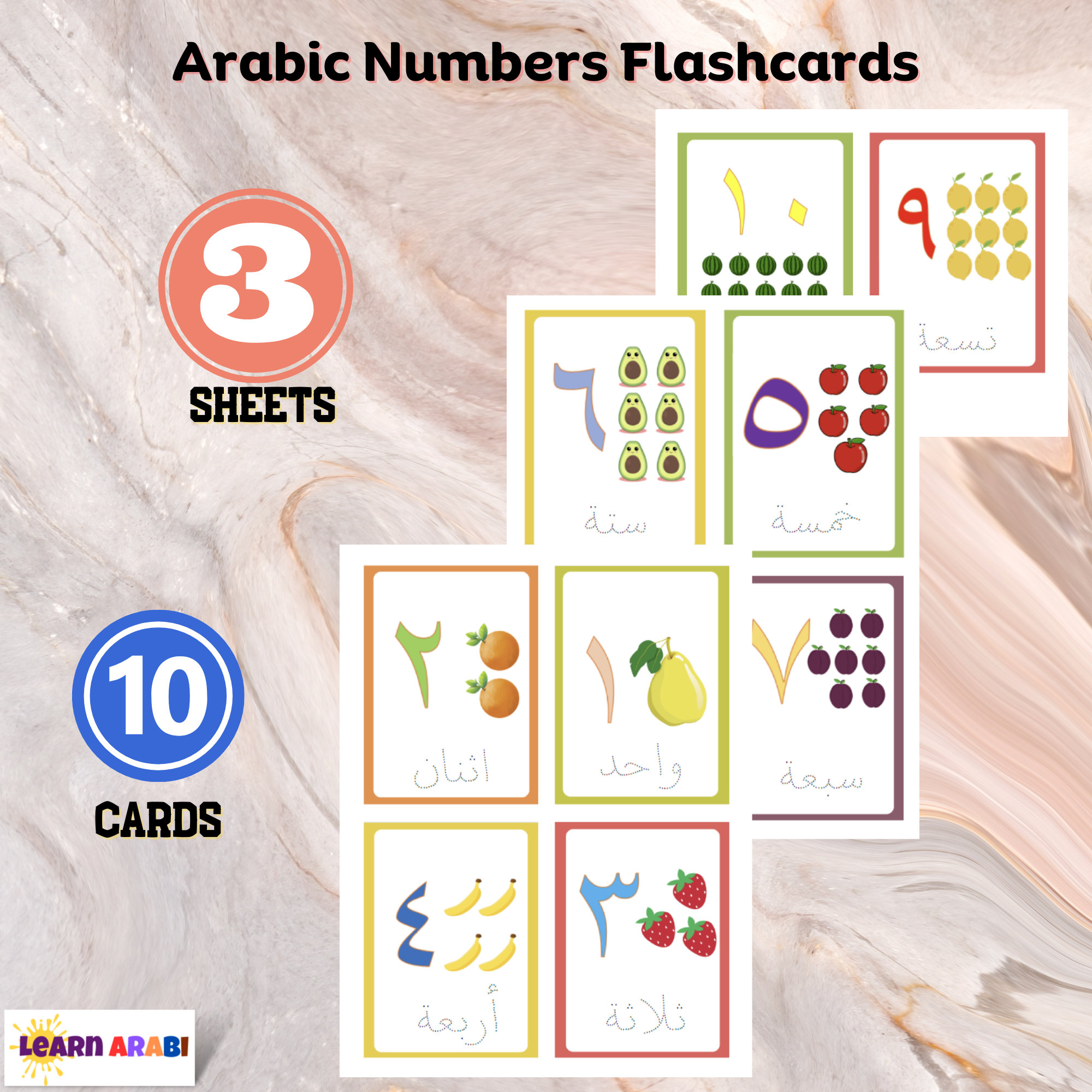 Arabic Numbers Flashcards| Tracing and Counting Worksheets| Numbers in ...