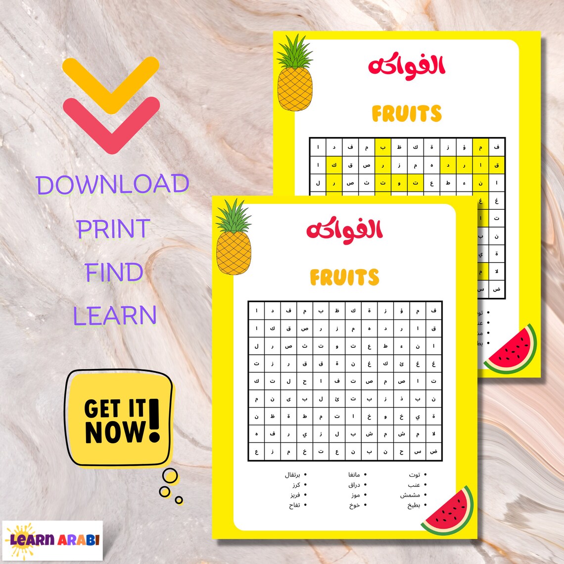 Arabic Word Search Puzzles With Answer Key - Etsy