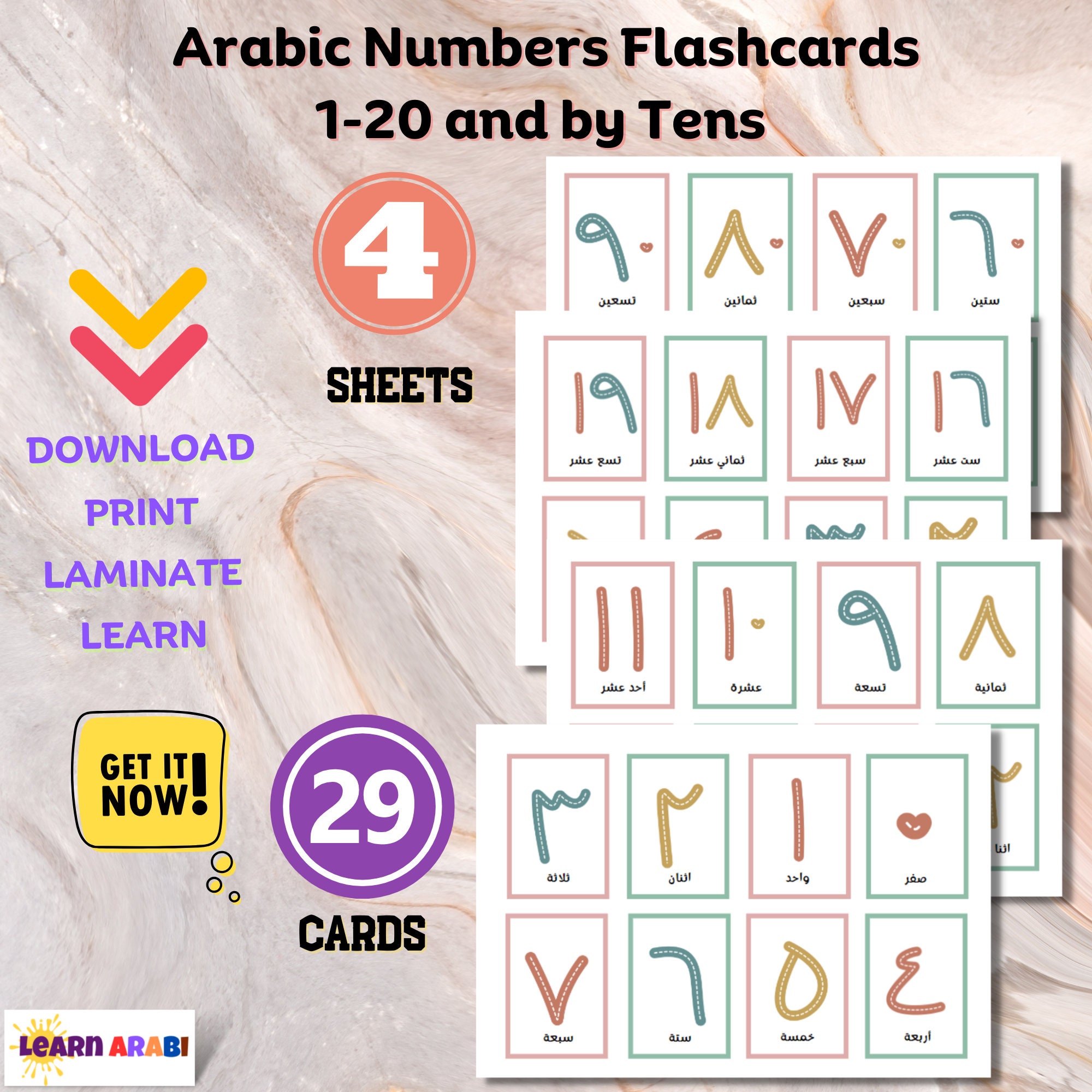 Arabic Numbers Flashcards| Tracing and Counting Worksheets| Numbers in ...