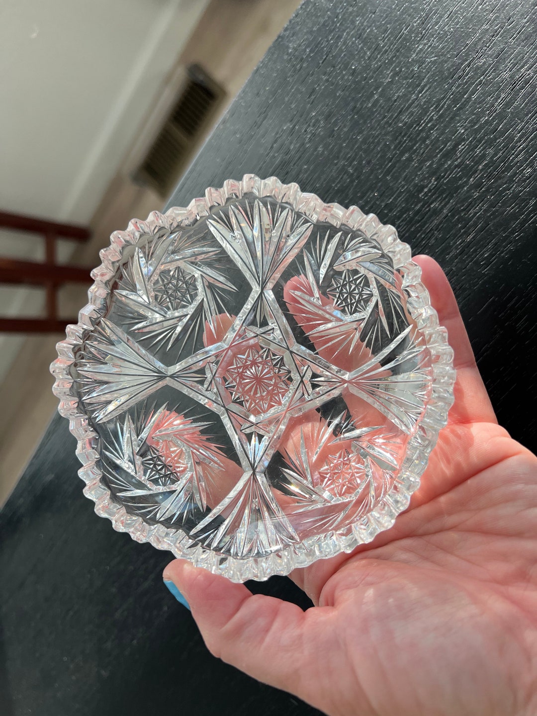 Vintage American Brilliant Style Cut Crystal Nappy Trinket Nut Candy ...