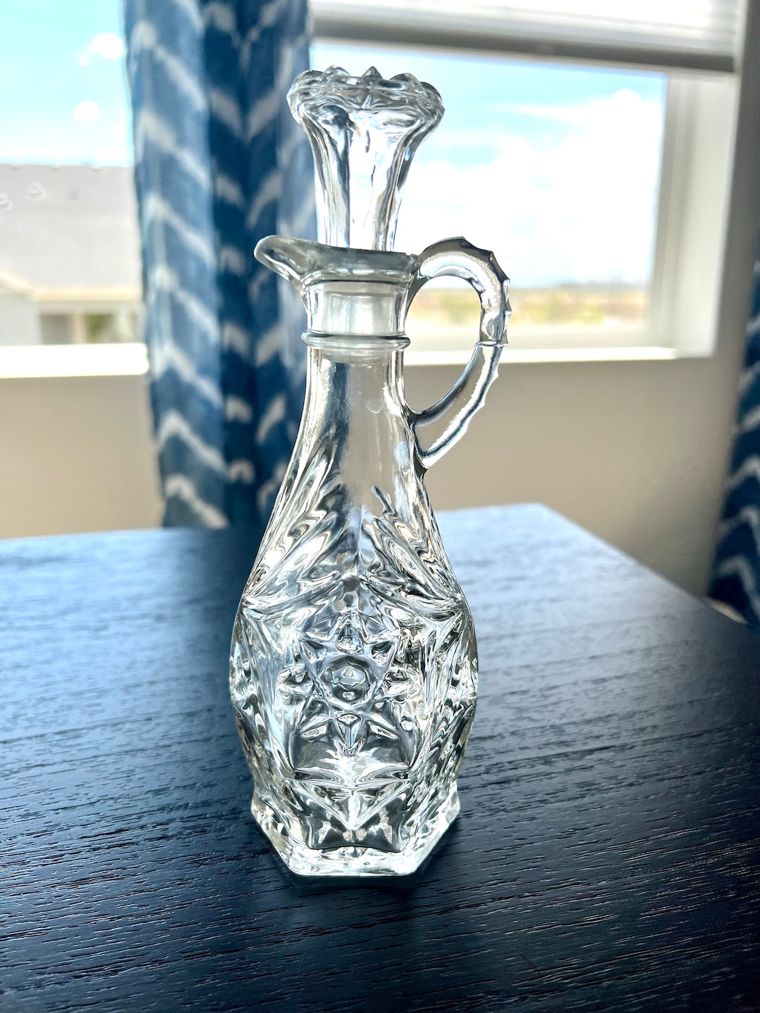 Anchor Hocking Early American Prescut Glass Clear Cruet With Stopper ...
