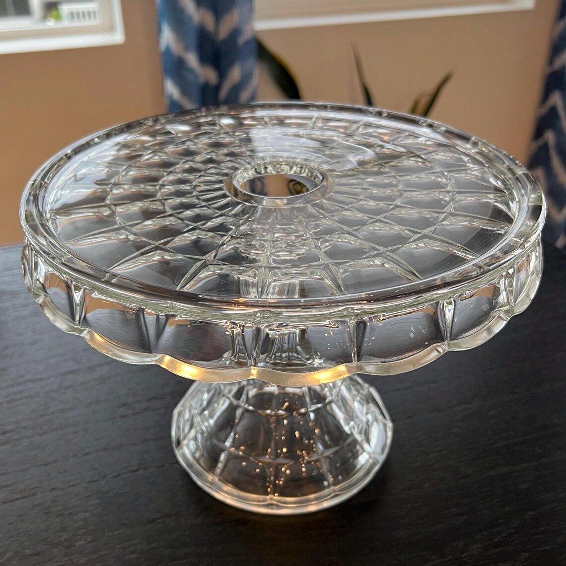 Indiana Glass Co Vintage Heavy EAPG Clear Pedestal Cake Stand Pattern ...