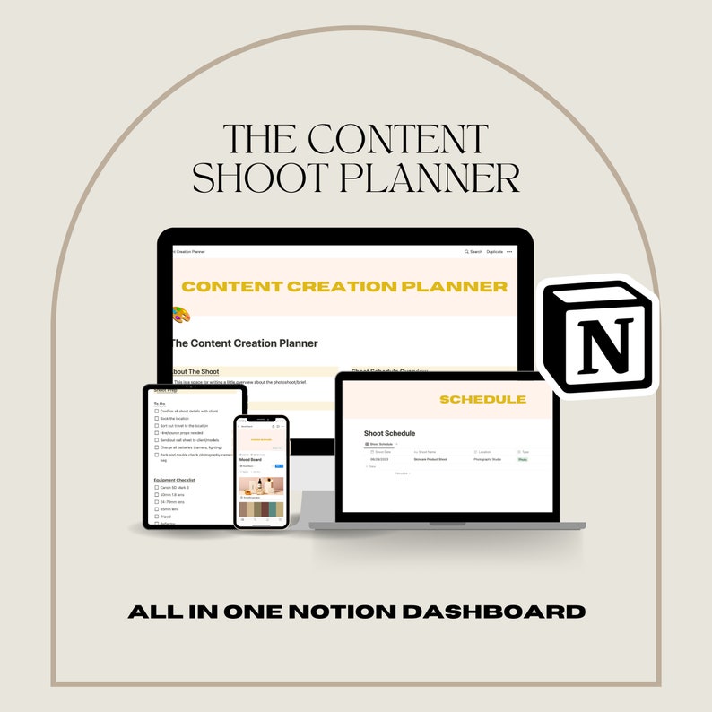 Content Creation Shoot Planner Notion Template for Content Creators. Easy to Use Notion Template ...