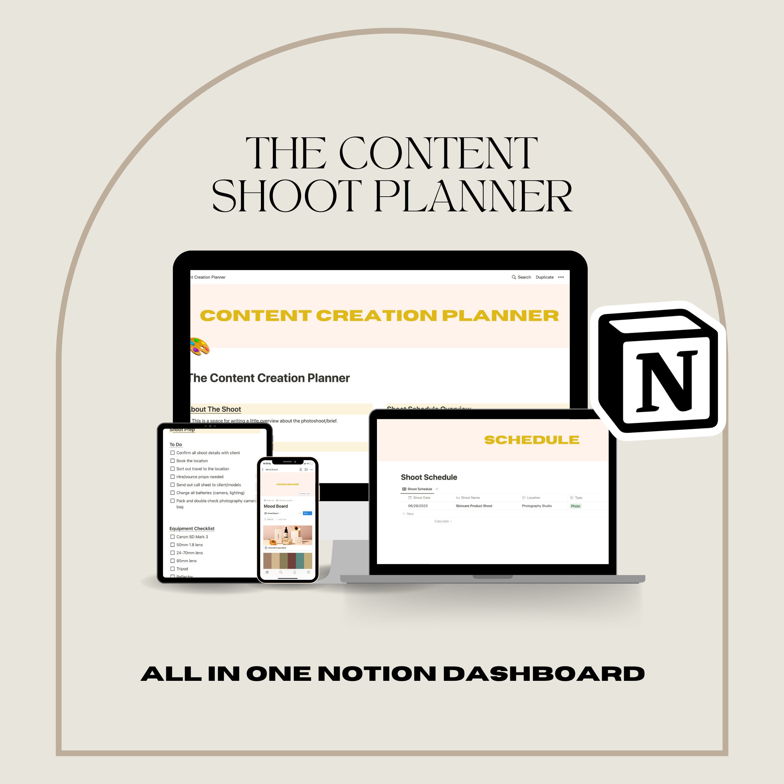 Content Creation Shoot Planner Notion Template for Content Creators ...