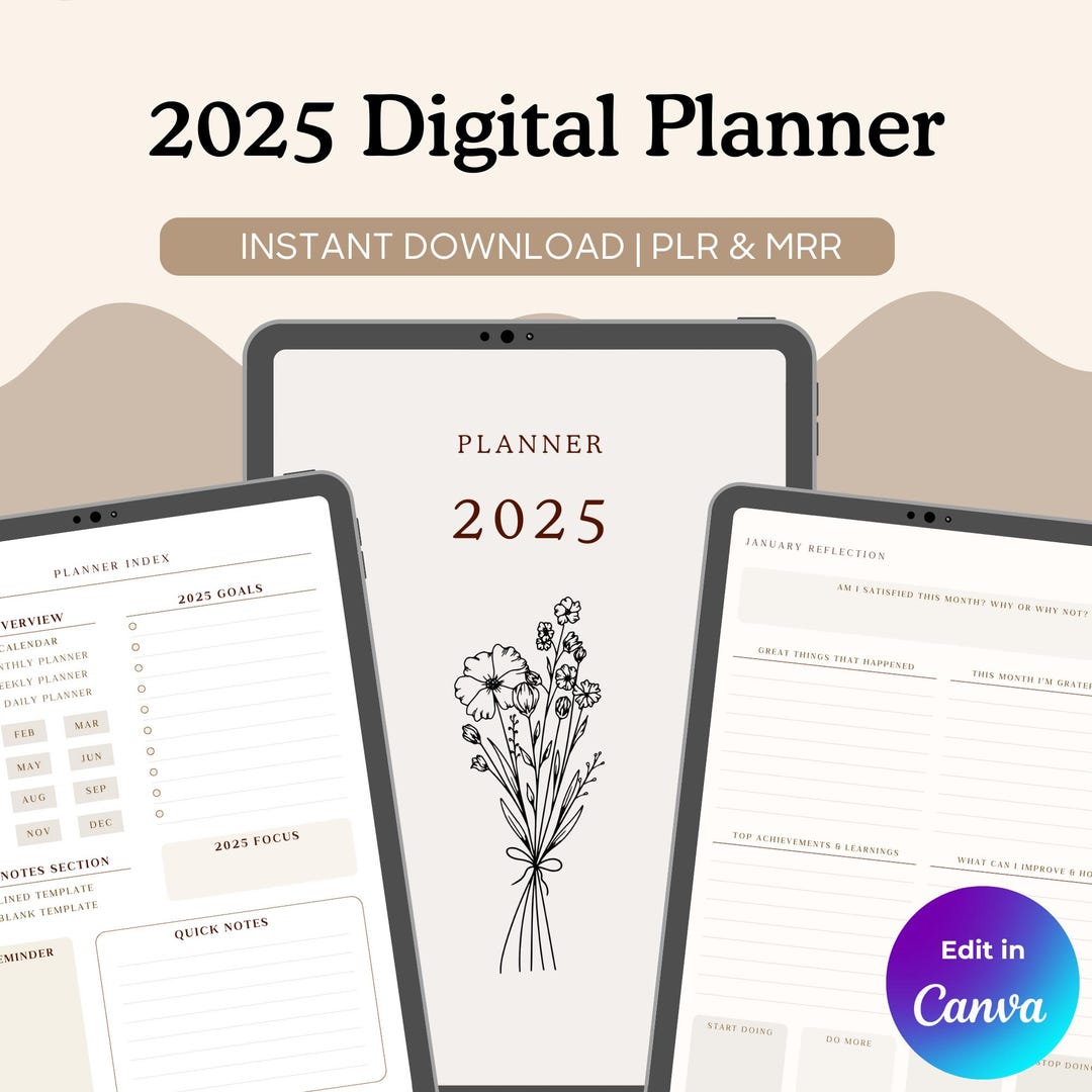 2025 Editable Digital Planner With Resell Rights – Fully Hyperlinked ...