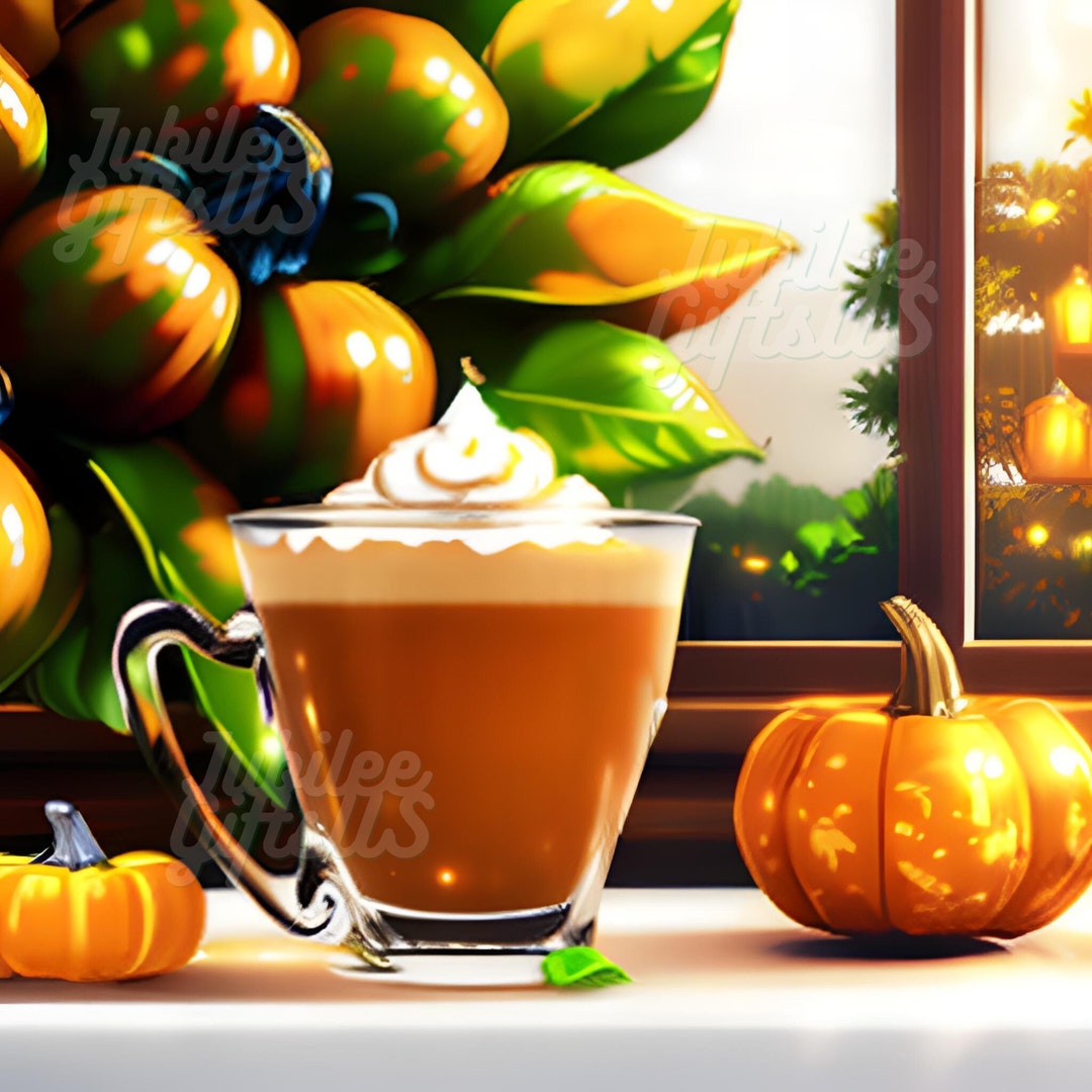Autumn Coffee Wall Art Bundle of 4 PNG Digital Downloads Fall Lattes ...
