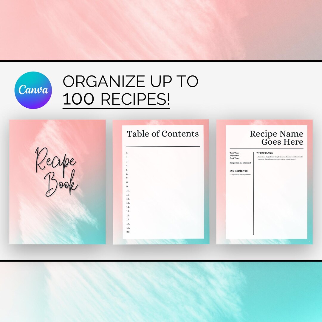 Canva Template - Recipe Binder - Custom Printable Recipe Book Template ...