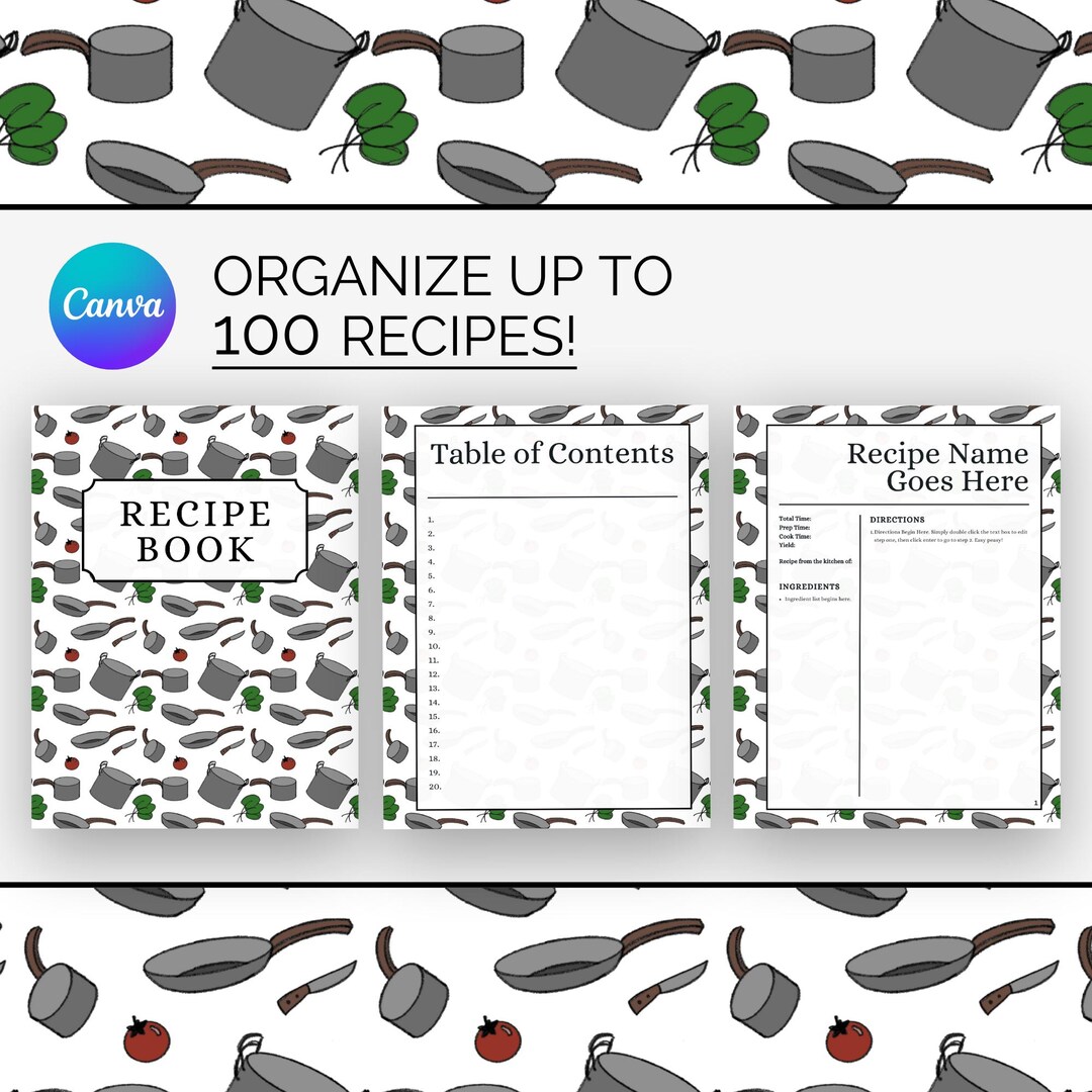 Canva Template - Recipe Binder - Custom Printable Template With ...