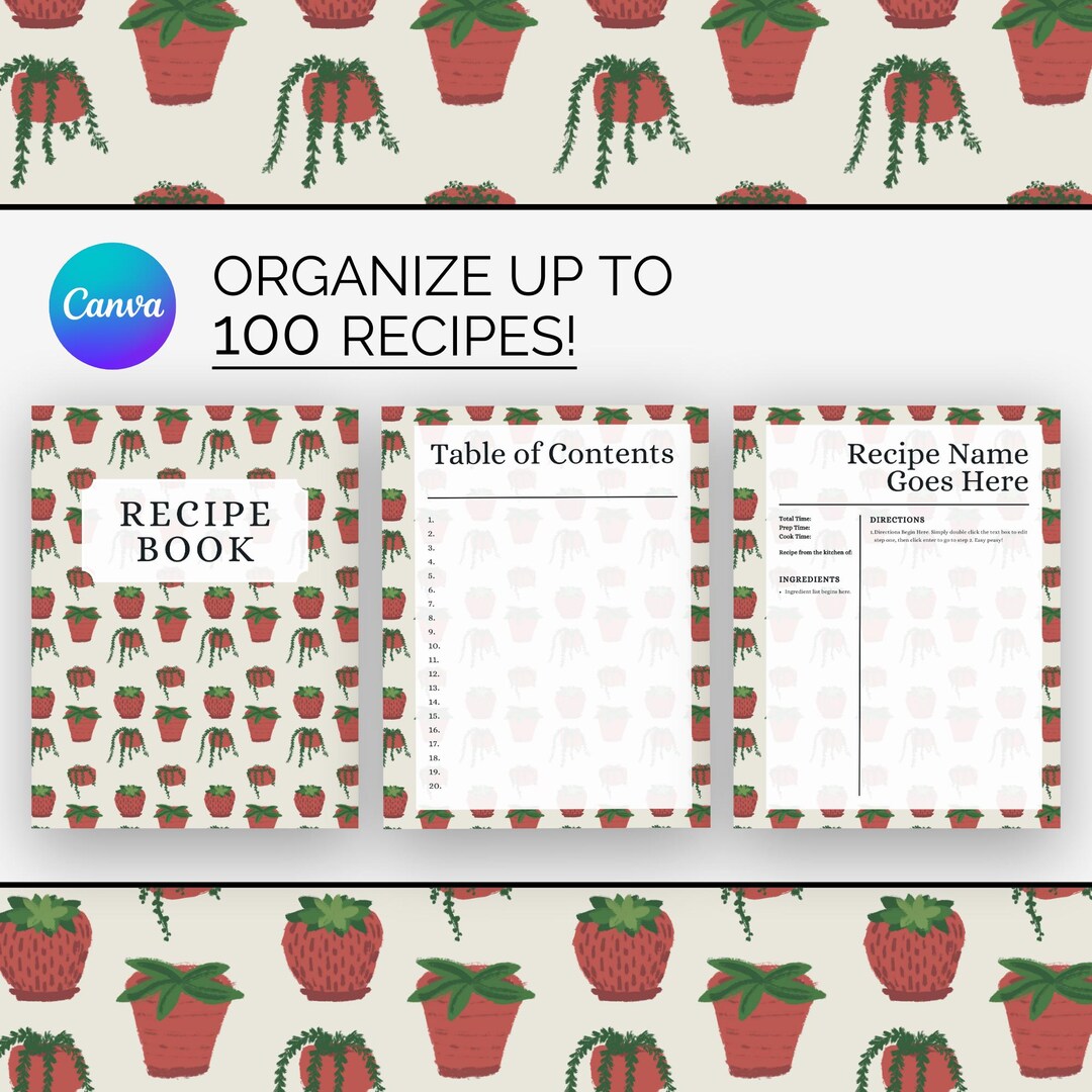 Canva Template - Recipe Binder - Custom Printable Recipe Book Template ...