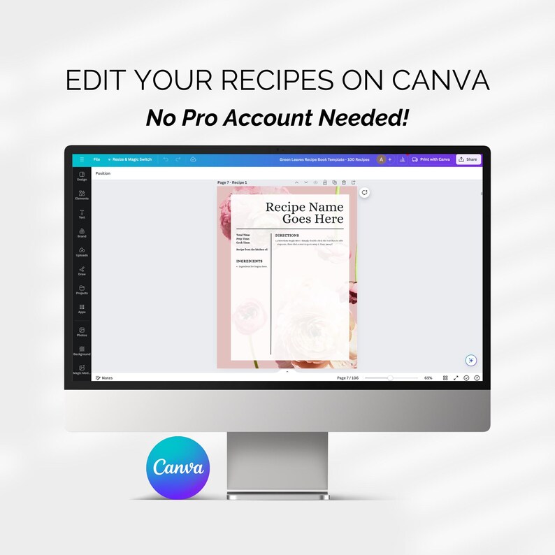 Canva Template - Recipe Binder - Custom Printable Recipe Book Template ...