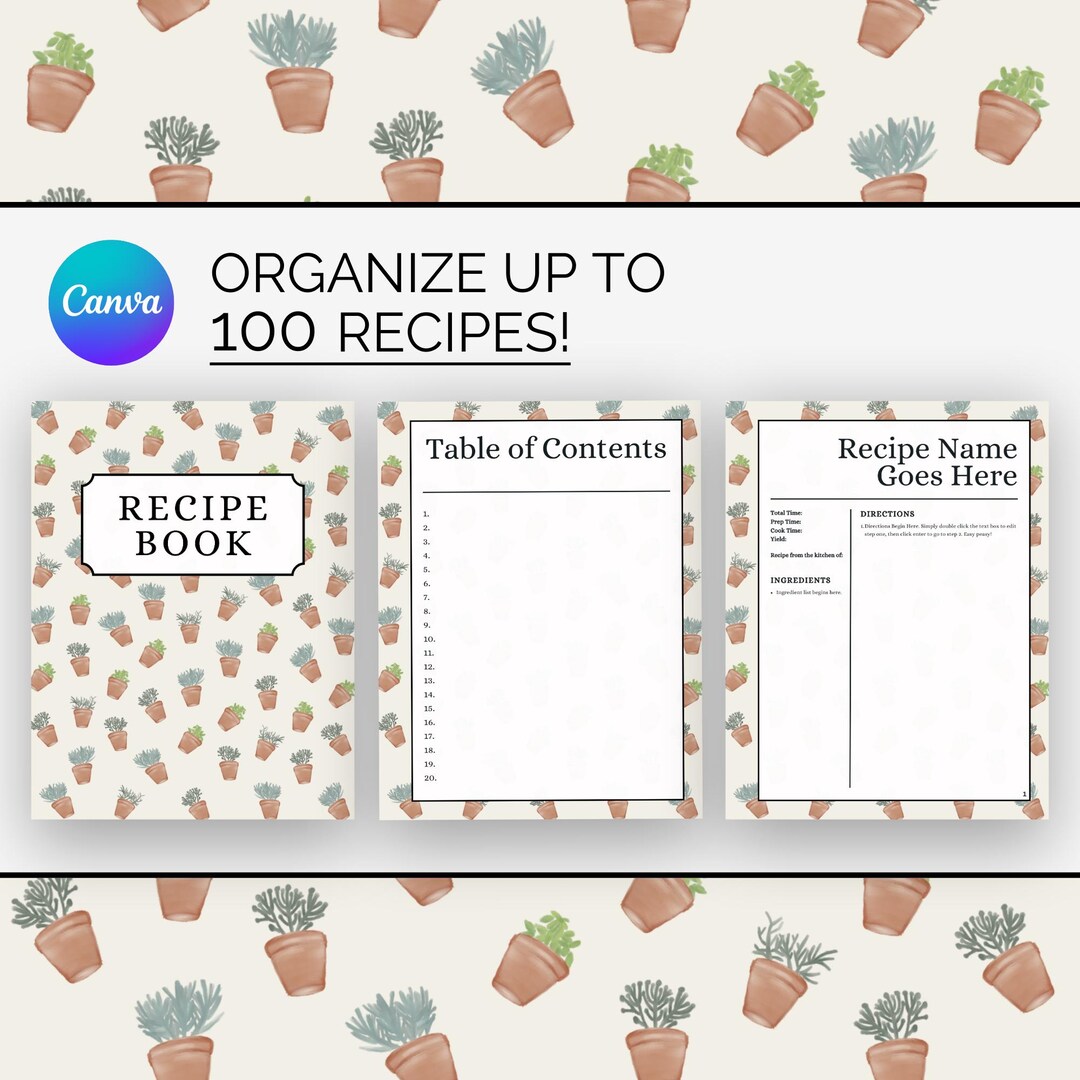 Canva Template - Recipe Binder - Custom Printable Template With ...