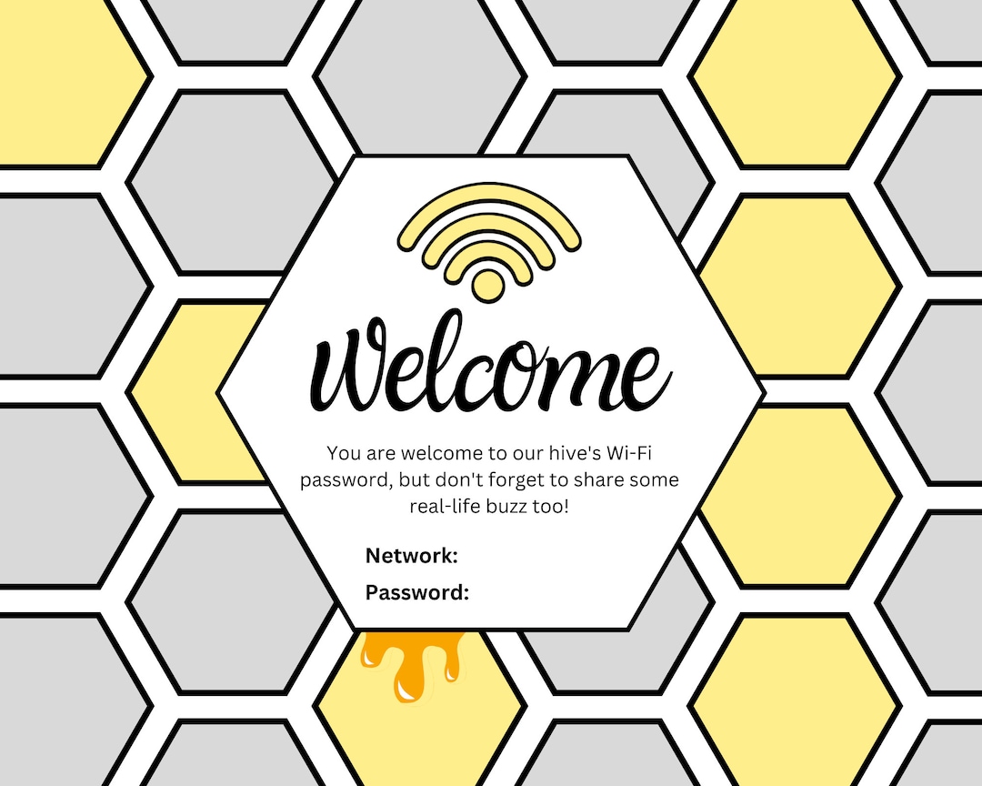 Editable Wi-fi Password Welcome Poster: Honeycomb Design (digital ...