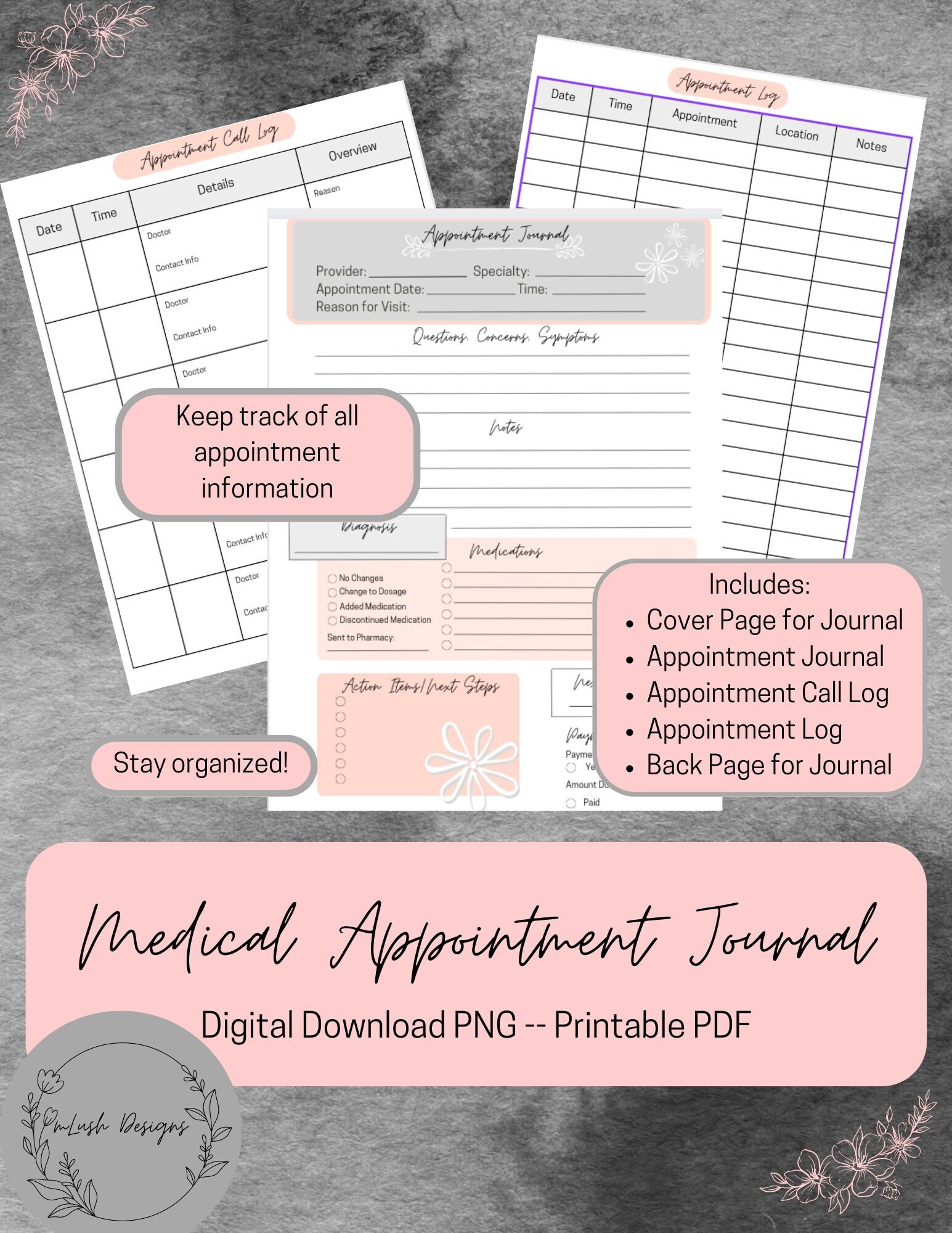 Medical Appointment Journal: Blush Pink Digital Appointment Journal ...