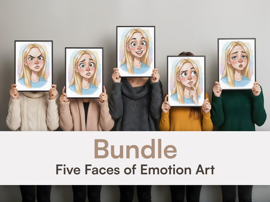 Five Faces of Emotion Art Print Set of 5 Sizes (digital Download) - Etsy