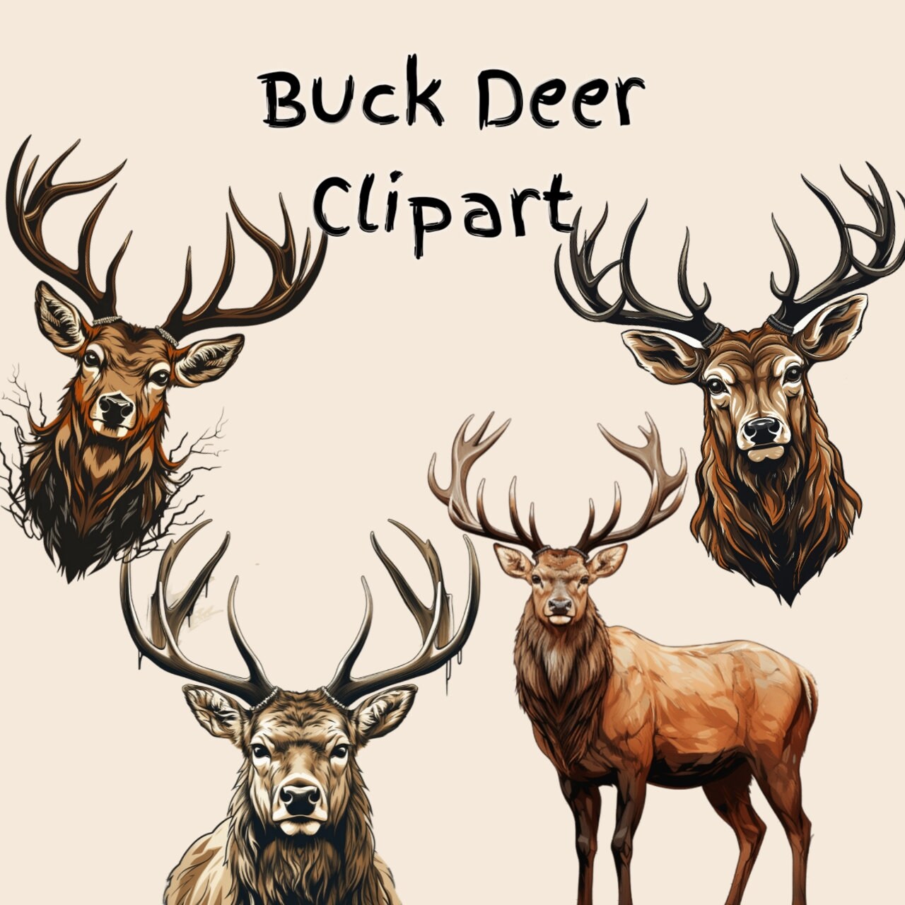 Buck Deer Clipart JPG/PNG/SVG_PDF - Etsy