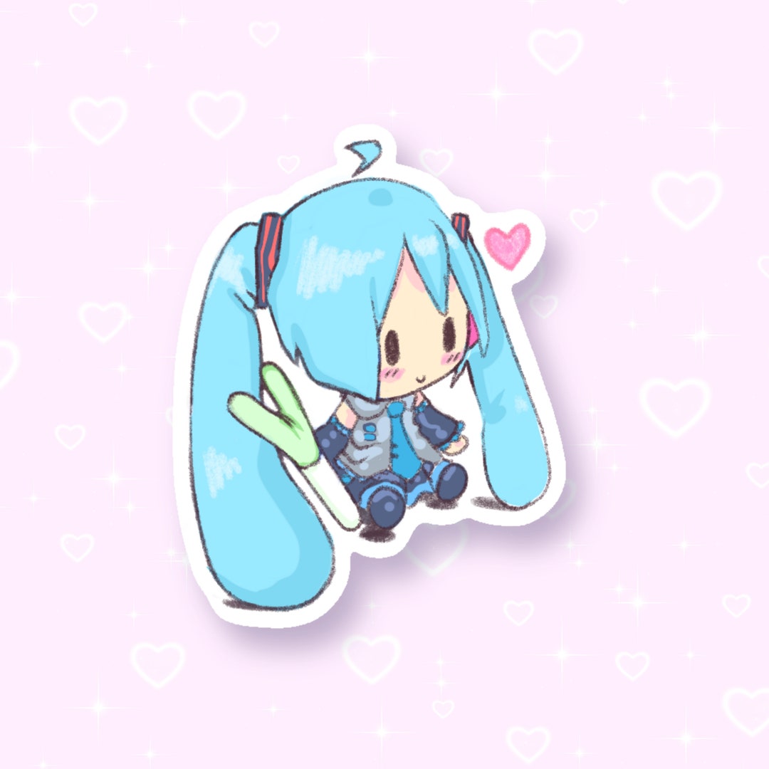 Miku Vocaloid Plushie Matte Vinyl Sticker, Water Resistant Decal for ...