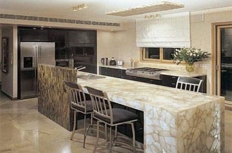 Handmade White Quartz Countertop / Custom Table Quartz Console Table ...