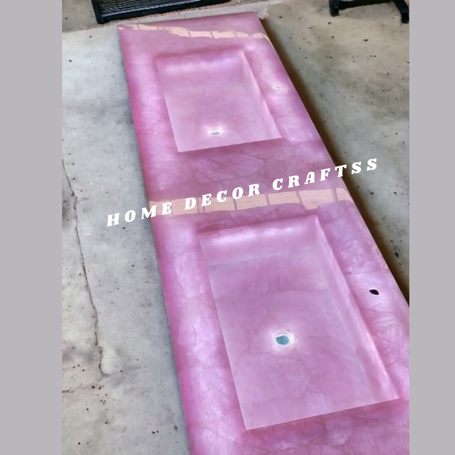 Pink Quartz Backlit Wash Basin Sink / Vanity Counter Top Sinks / Quartz ...