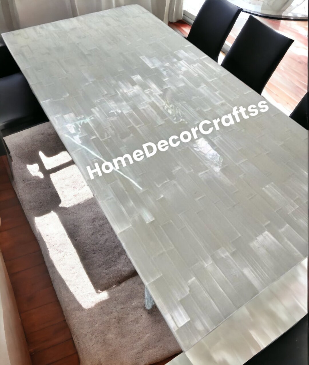 Selenite Tabletop, Home Decor Sun Rays Design, Selenite Coffee Table ...