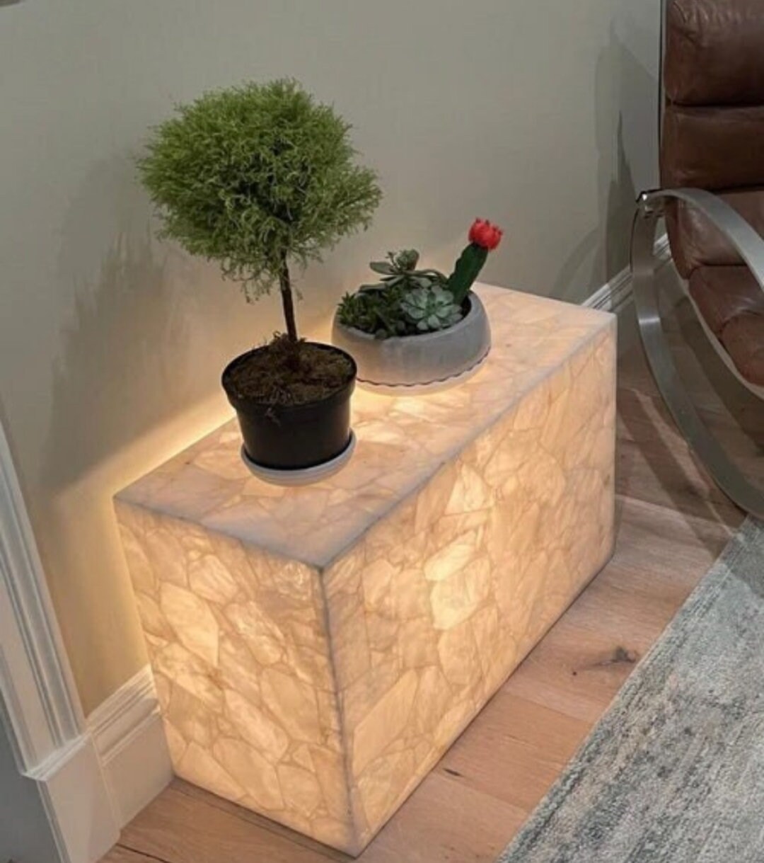 White Quartz With Backlit Light Cube Illuminate White Quartz Cube Box ...
