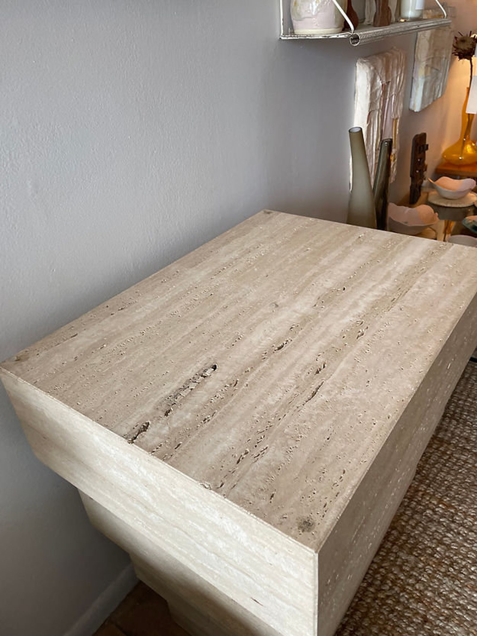 Travertine Pedestal Table for Bed Room End Table, Bedside Table, Corner ...