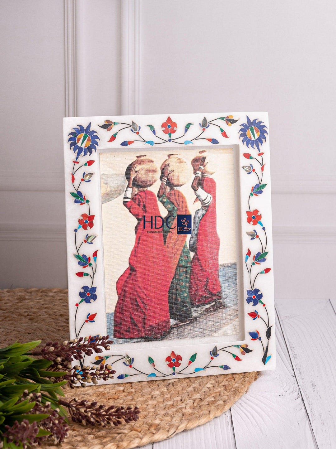 White Marble Pietra Dura Photo/picture Frame With Inlay Work for ...