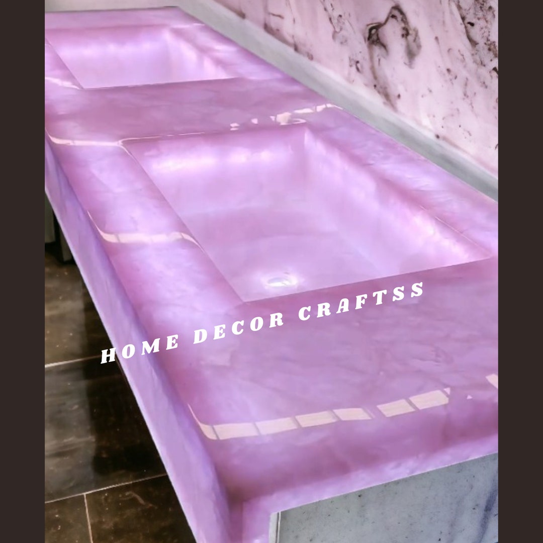 Pink Quartz Backlit Wash Basin Sink / Vanity Counter Top Sinks / Quartz ...