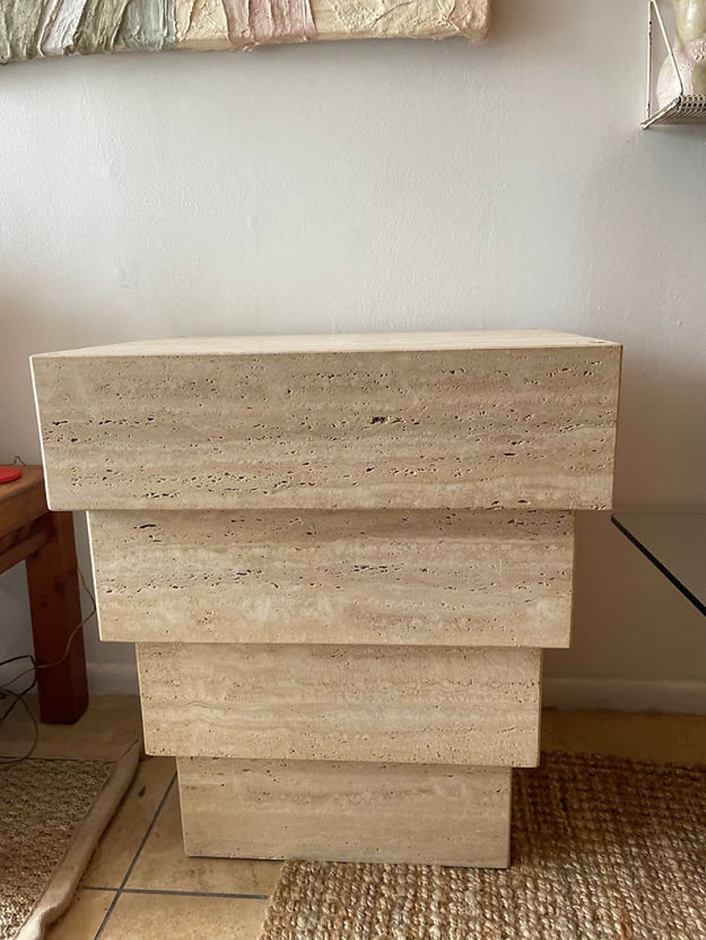 Travertine Pedestal Table for Bed Room End Table, Bedside Table, Corner ...
