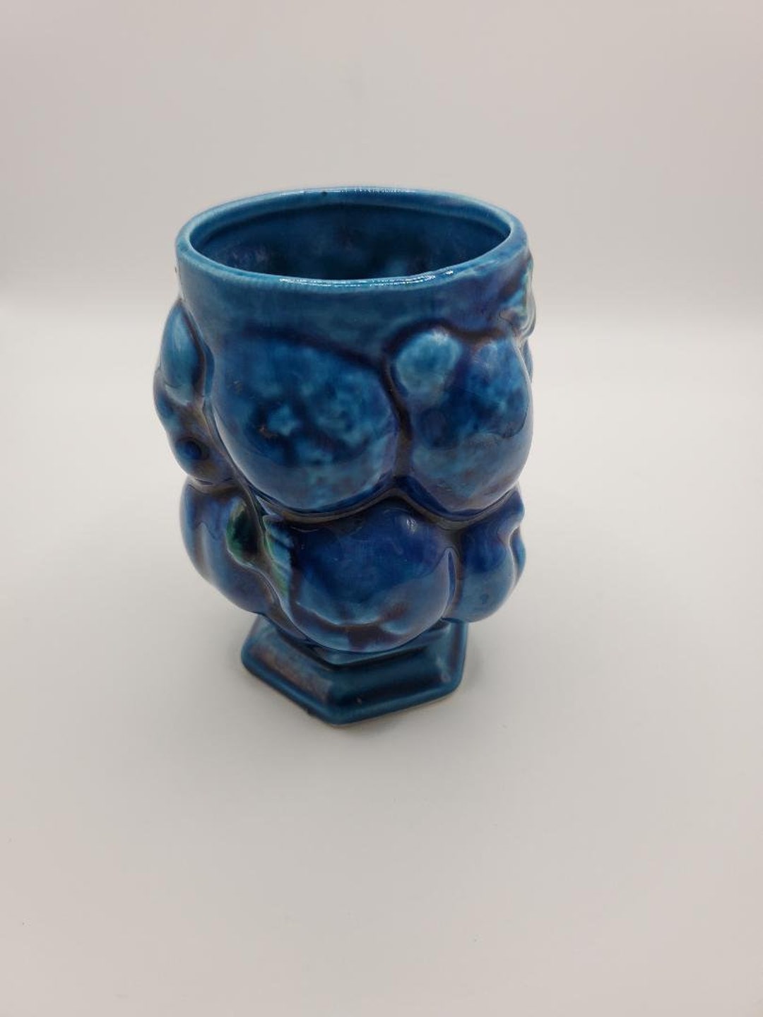 Inarco Japan "mood Indigo" Blueberry & Grapes Footed Vase - Majolica ...