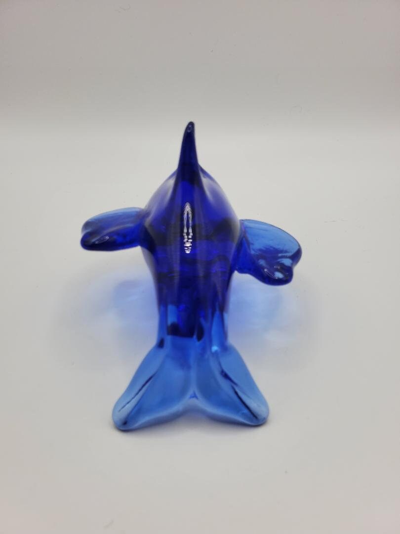 Cobalt Blue Glass Dolphin Figurine Paperweight - Etsy