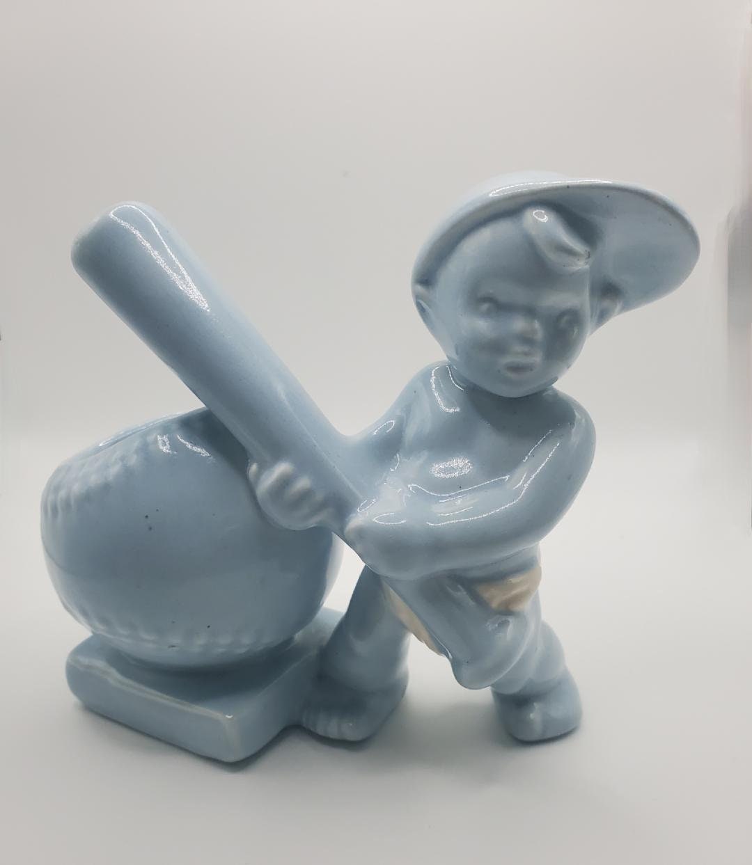 Vintage Haeger Ceramic Blue Baby Boy Playing Baseball Planter USA 1940 ...