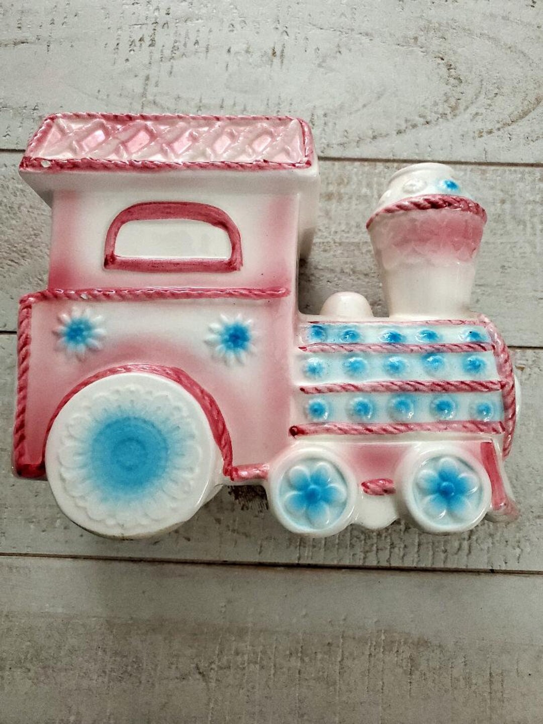 Vintage Rubens Baby Train Engine Floral Planter Shower Vase Nursery ...
