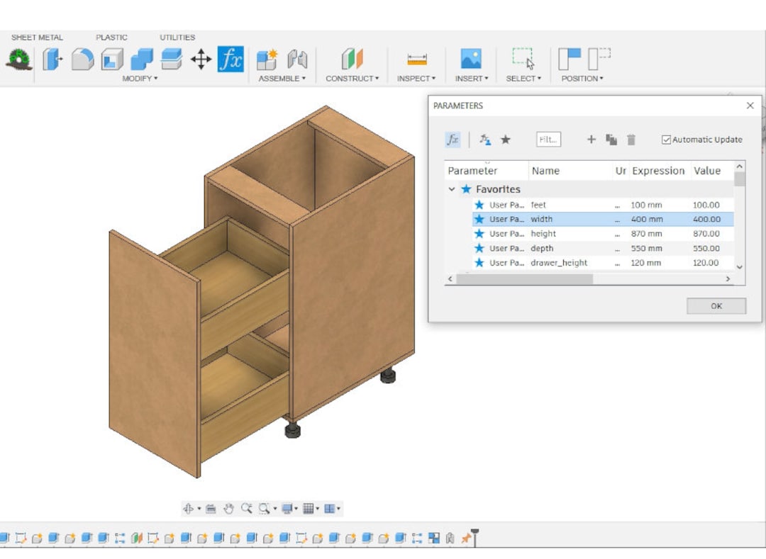 Pullout, Double Drawer Base Cabinet. Fusion 360 File. - Etsy