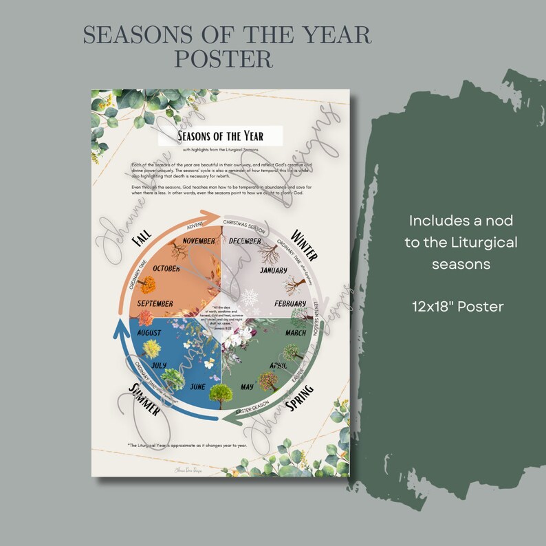 Catholic Seasons Learning Poster Wheel Liturgical Calendar Fun Poster ...