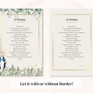 The Memorare Catholic Prayer to Mary Prayer Poster Catholic Art Wall ...