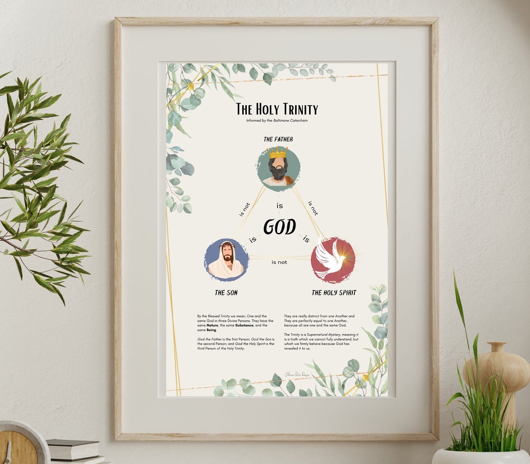Catholic Holy Trinity Poster Learn Trinity Gift Card Art Holy Wall ...