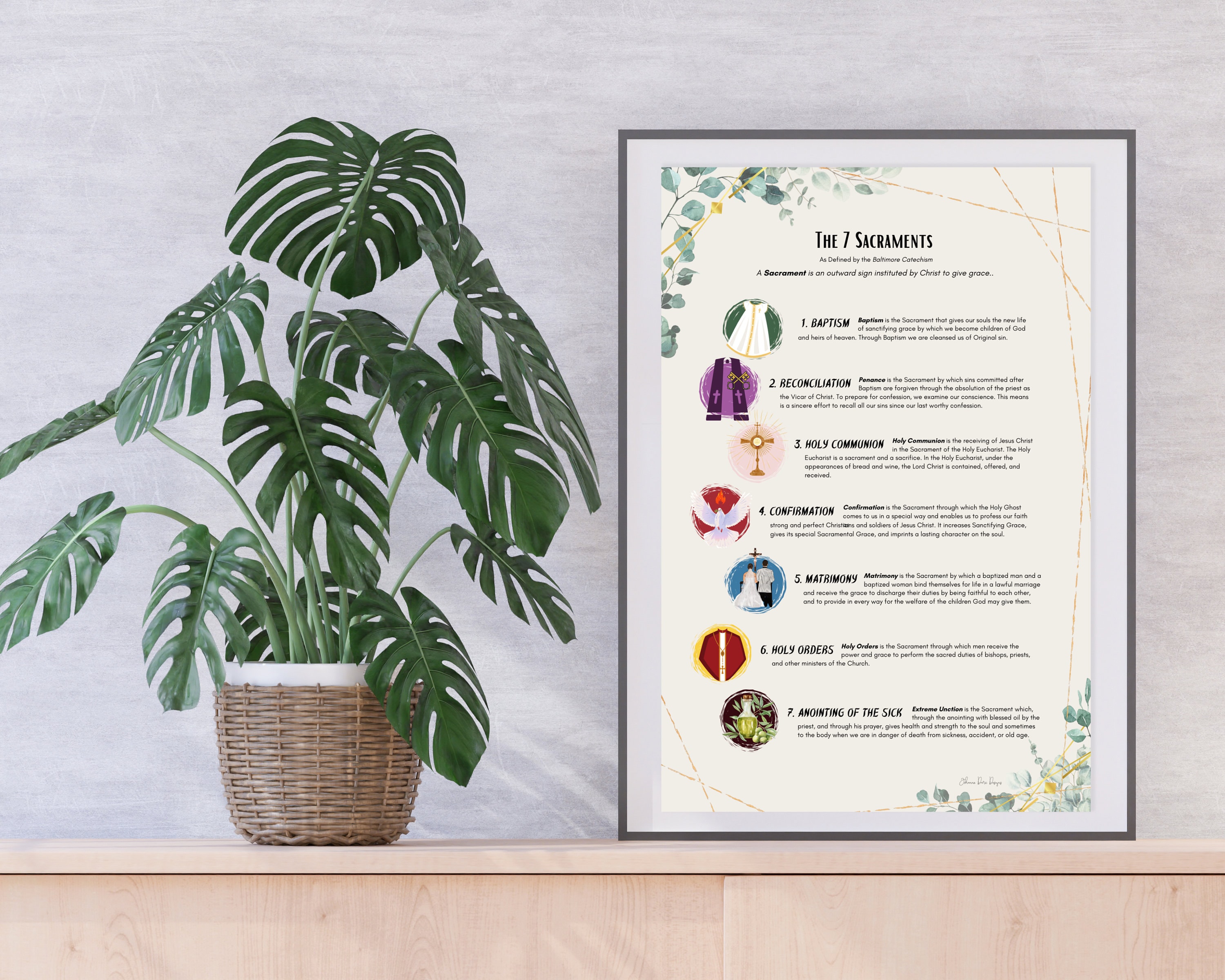 Seven Sacraments Catholic Poster Art Wall Decor for Homeschool ...