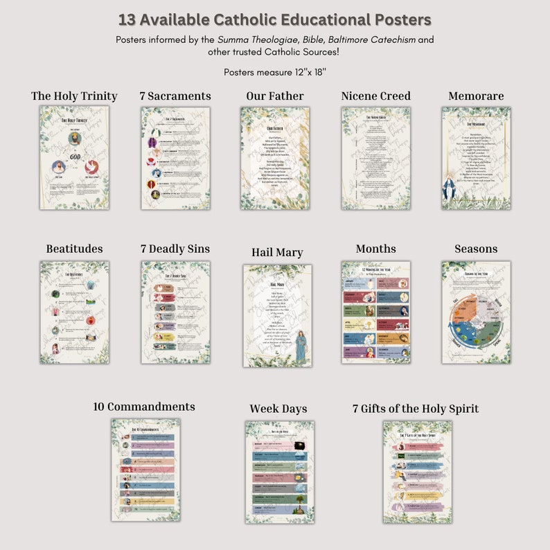 The Seven Deadly Sins Poster Catholic Educational Poster Kid Activity ...