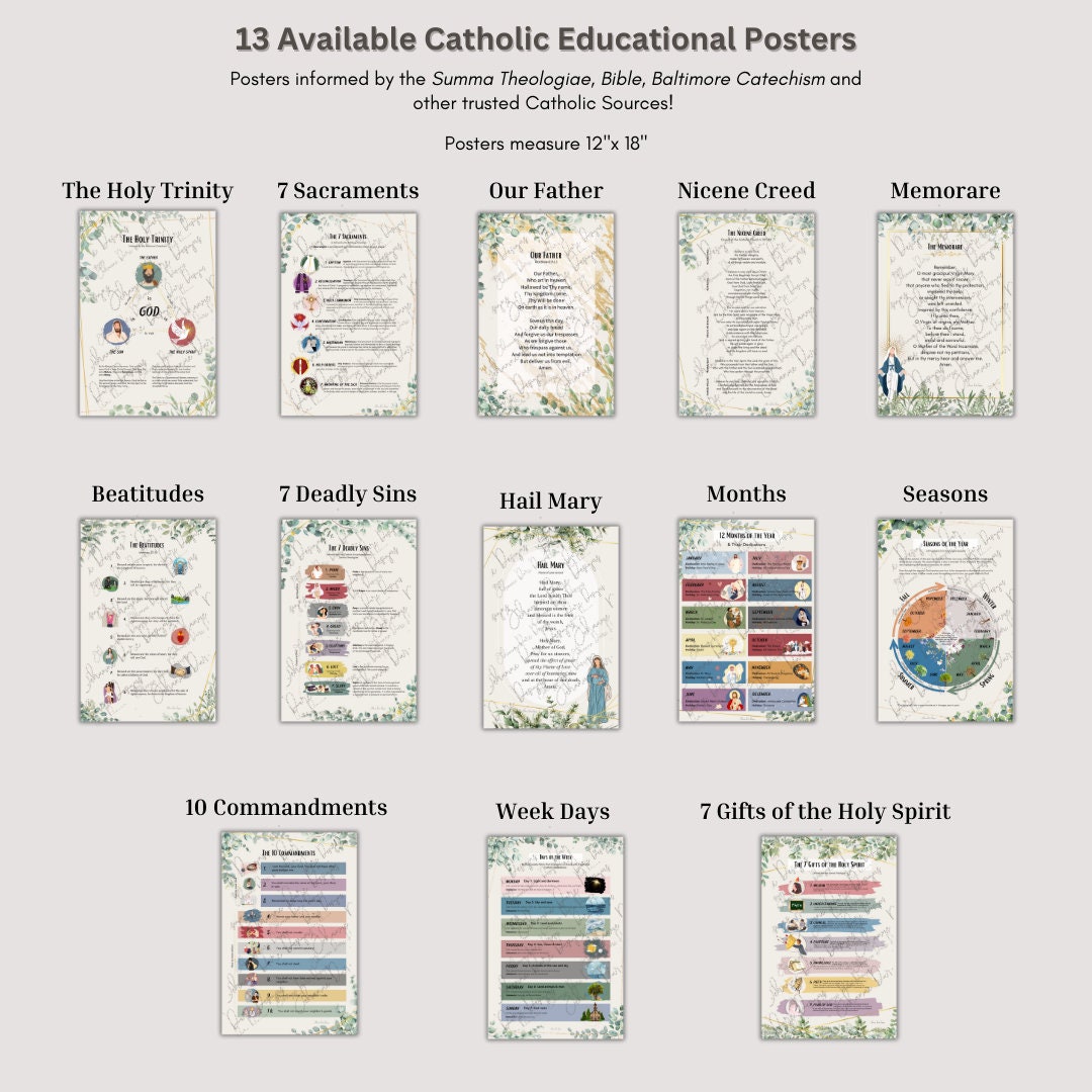The Seven Deadly Sins Poster Catholic Educational Poster Kid Activity ...