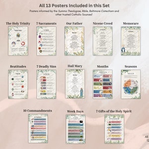 Catholic Educational Posters Bundle Christian Wall Art Faith Decor Kids ...