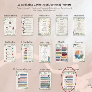 Seven Gifts of Holy Spirit Poster Catholic Poster Holy Spirit ...