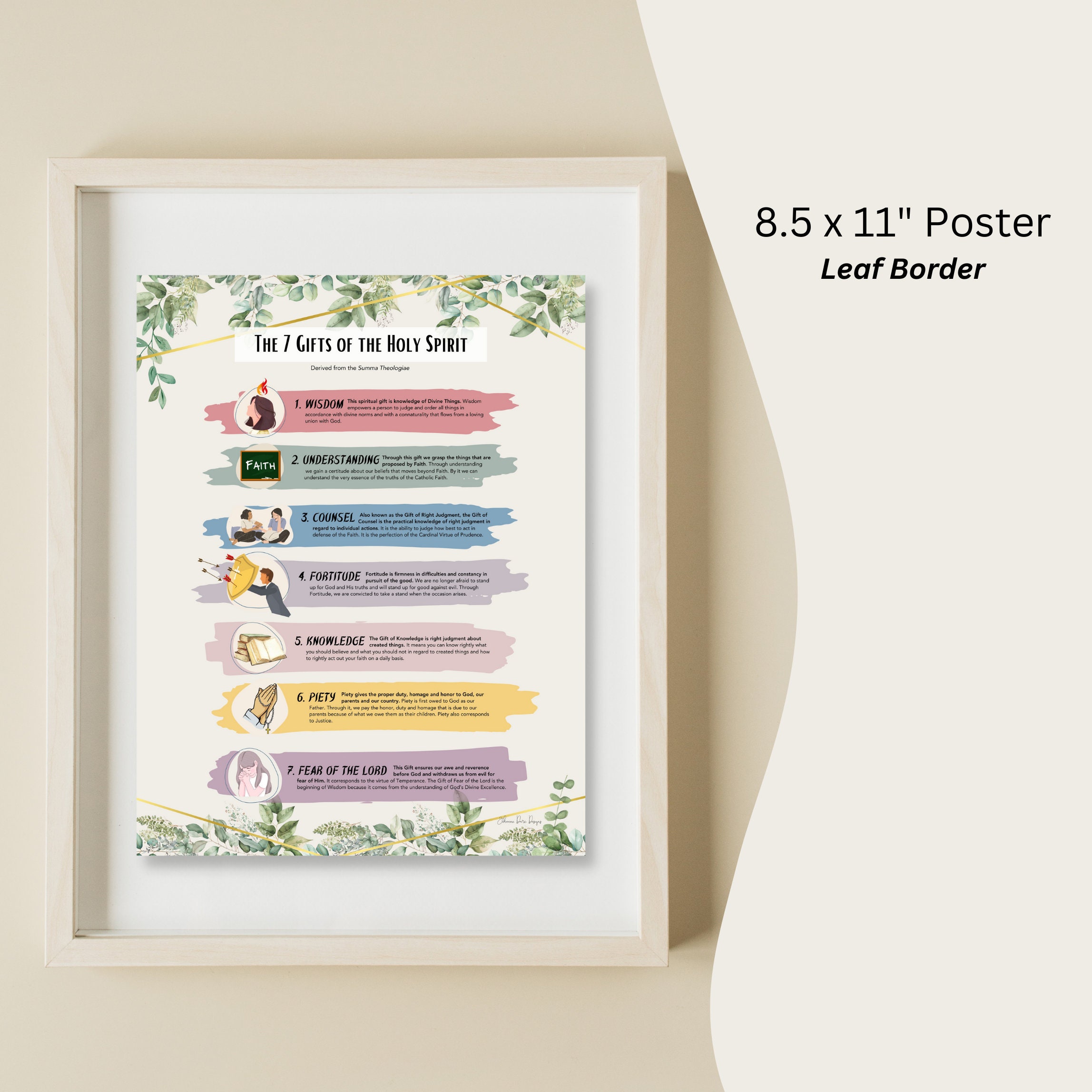 Seven Gifts of Holy Spirit Poster Catholic Poster Holy Spirit ...