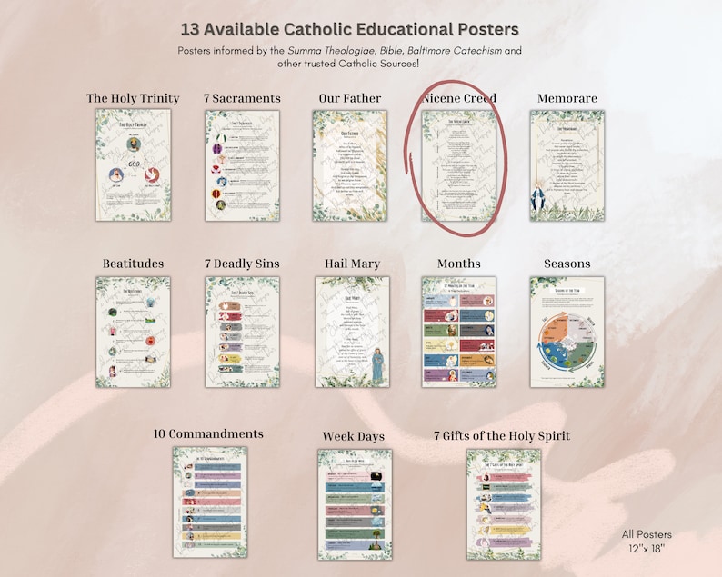 The Catholic Nicene Creed Prayer Poster Card Catholic Art Wall Decor ...