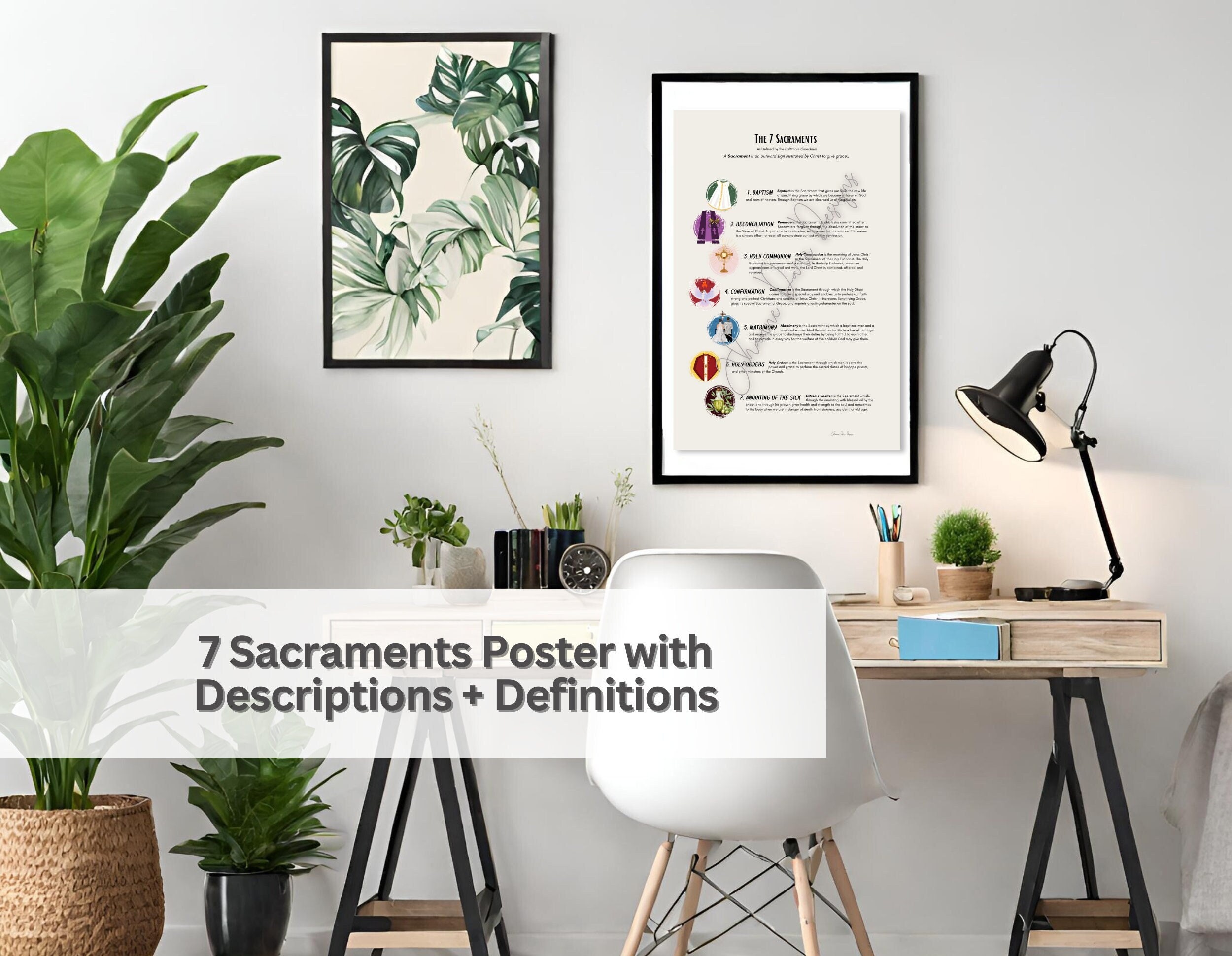 Seven Sacraments Catholic Poster Art Wall Decor for Homeschool ...