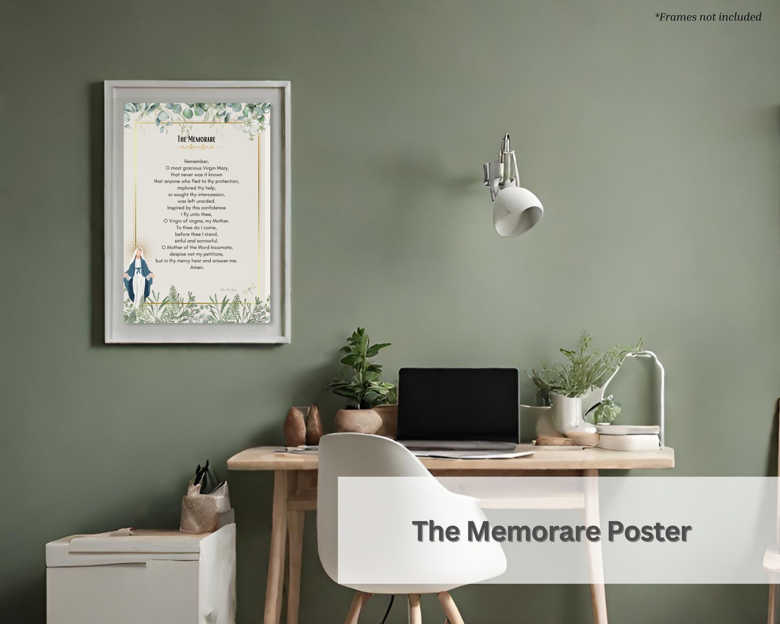 The Memorare Catholic Prayer to Mary Prayer Poster Catholic Art Wall ...