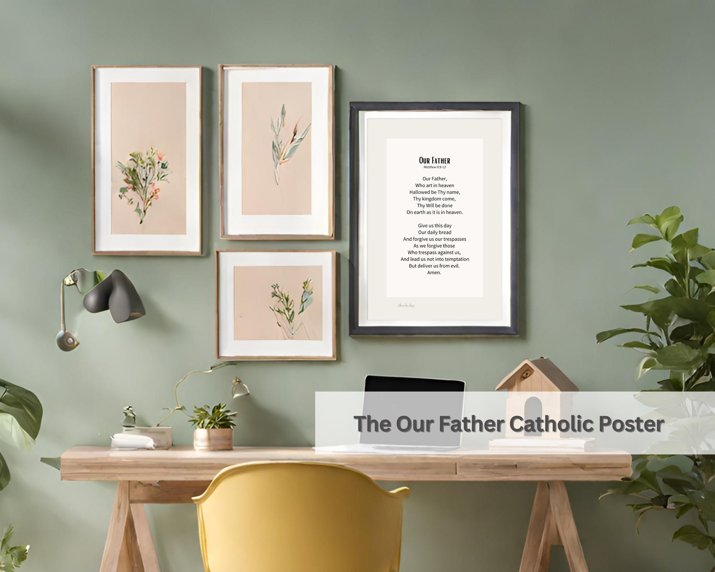 The Our Father Catholic Prayer Christian Poster Card Catholic Art Wall ...