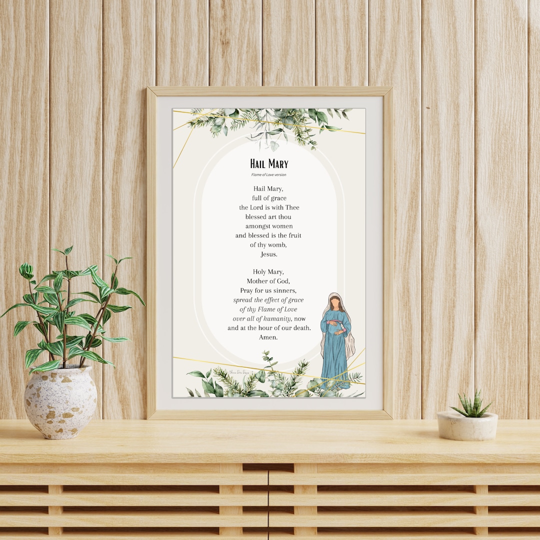 Hail Mary Prayer Poster Catholic Art Learn Kid Activity Homeschool ...