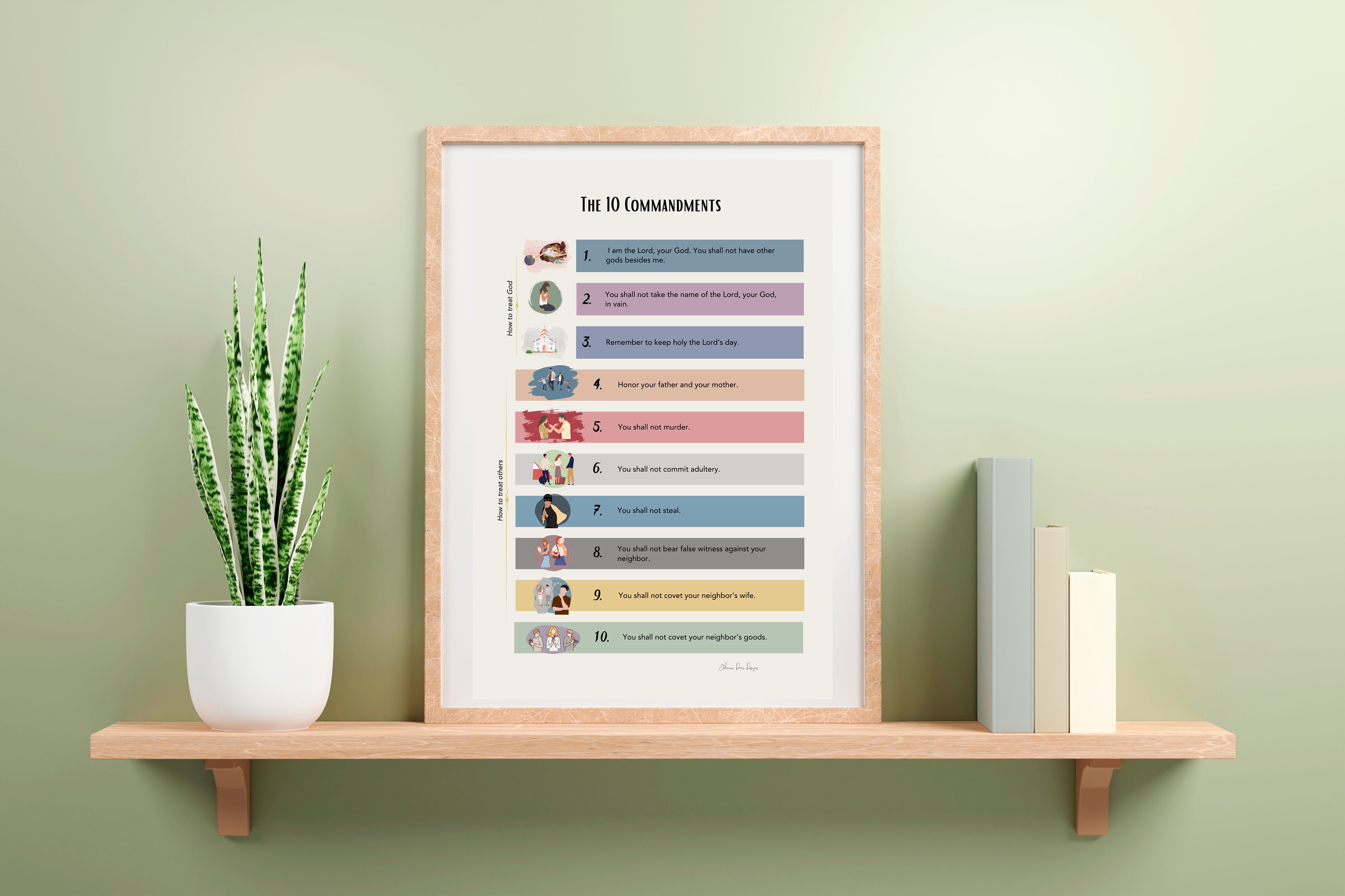 The 10 Commandments Poster Christian Art Poster Kids Faith Activity ...