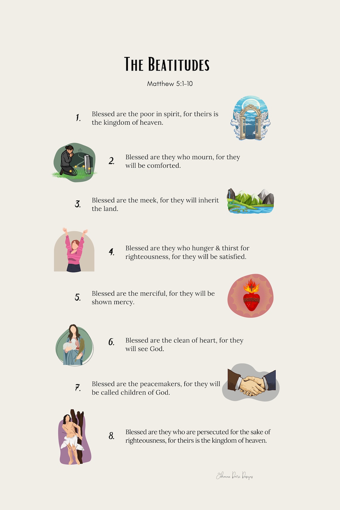 Christian Beatitudes Bible Poster Kid Activity Learning Teaching Art ...